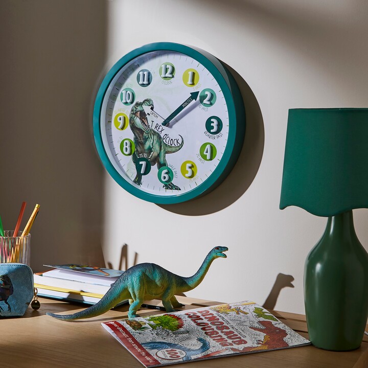 Natural History Museum Kid's Dino Tell the Time Wall Clock Green ...