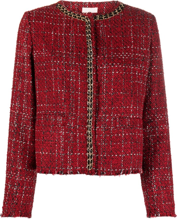 Liu Jo Chain-Link Trim Bouclé Jacket - ShopStyle