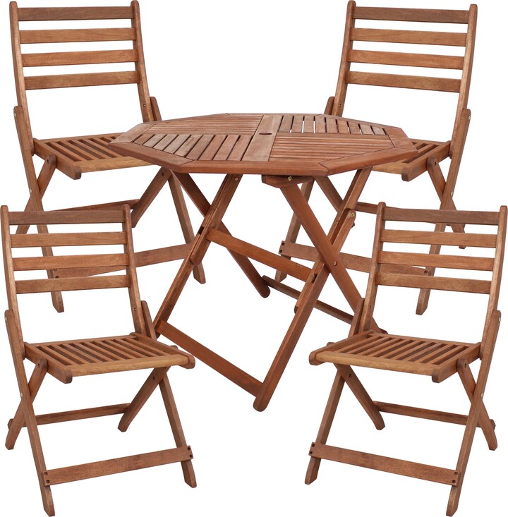 Sunnydaze Decor Sunnydaze 5-Piece Meranti Wood Octagon Dining Table ...