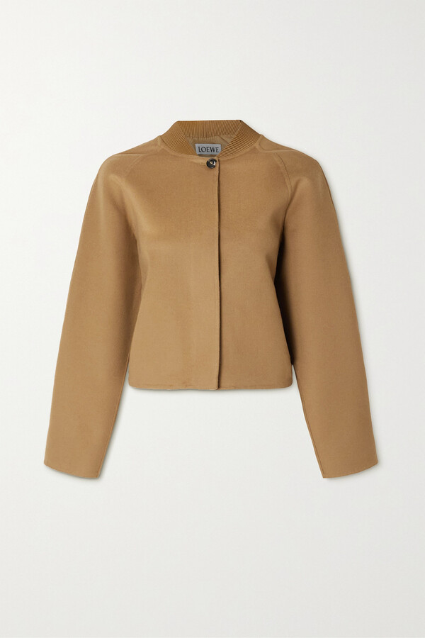 Loewe Cropped Cape-effect Leather-trimmed Wool And Cashmere-blend ...