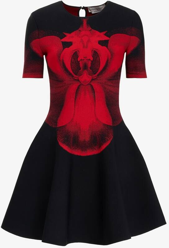 Alexander McQueen Women's Ethereal Orchid Mini Dress In Black/red ...