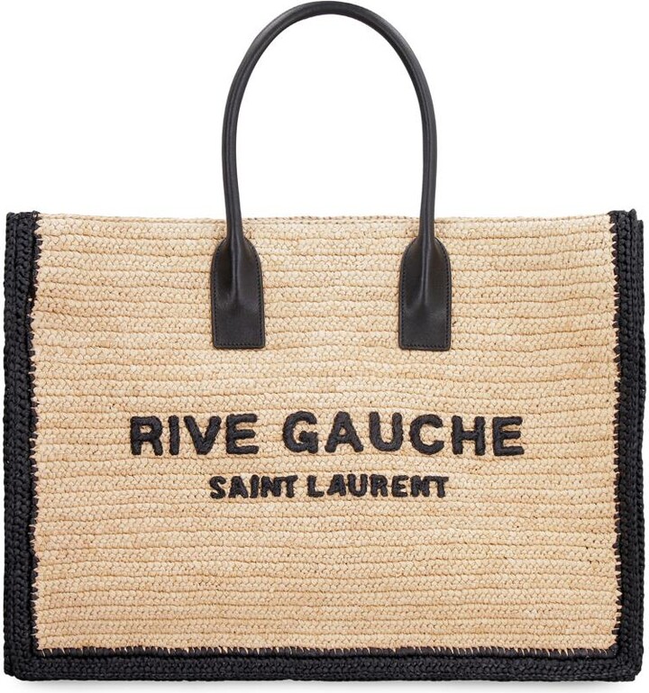 Saint Laurent Rive Gauche Raffia Tote Bag - ShopStyle