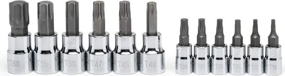 Crescent Assorted Sizes X 1/4 and 3/8 in. drive SAE 6 Point Torx Bit ...