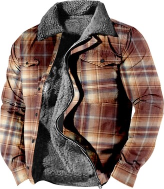 AEGJEGVD Mens Jacket Mens Padded Shirts Lumberjack Collared Hooded ...