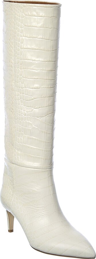 Paris Texas Stiletto Croc-Embossed Leather Knee-High Boot - ShopStyle