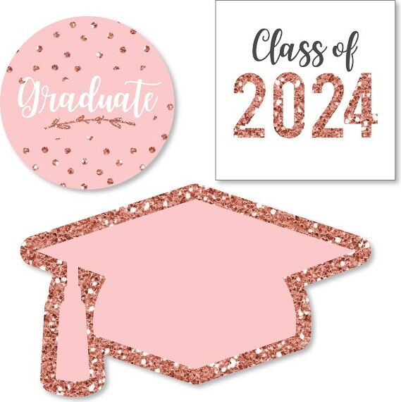 Big Dot of Happiness Rose Gold Grad - DIY Shaped 2024 Graduation Party ...