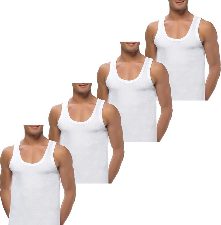 LOREZA® 4-pack of men's singlet extra long 100% cotton (6 / M ...