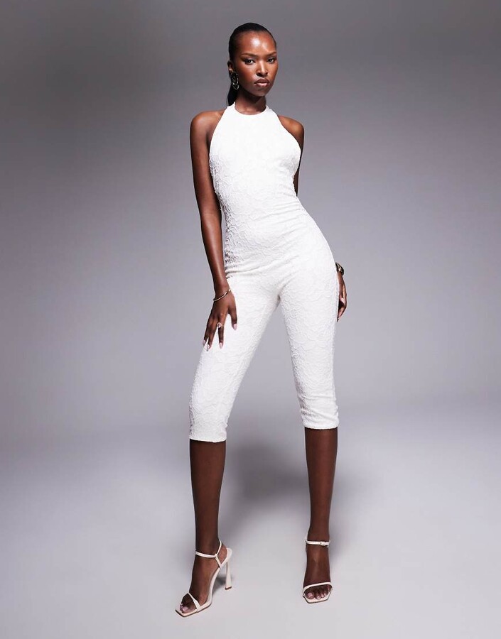 AFRM crochet lace capri unitard in white - ShopStyle Jumpsuits & Rompers