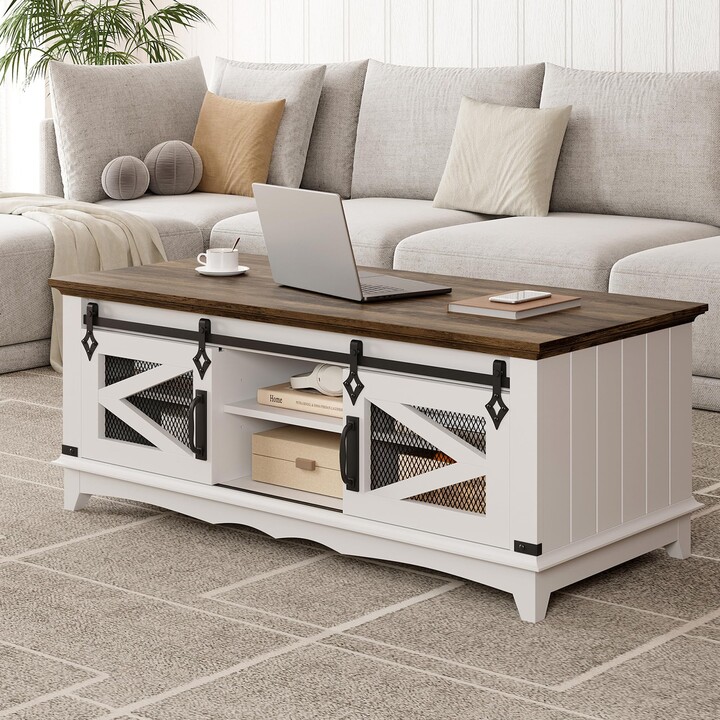 GAOMON Modern Farmhouse Coffee Table with Storage 48''Living Room table ...