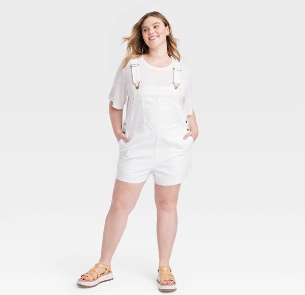 Universal Thread Women's Denim Boyfriend Shortalls White - ShopStyle ...