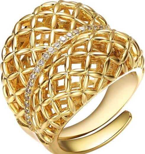 Rachel Glauber 14K Yellow Gold Plated Concave Filigree Wire Dome-Shaped ...