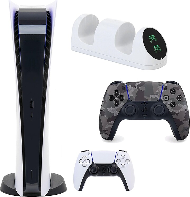 Unisex Sony PS5 Digital Console with Extra Gray Camo Dualsense ...