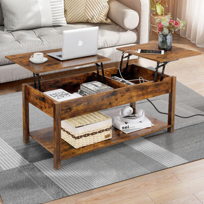 Ebern Designs Kilie Lift Top Extendable Frame Coffee Table with Storage ...