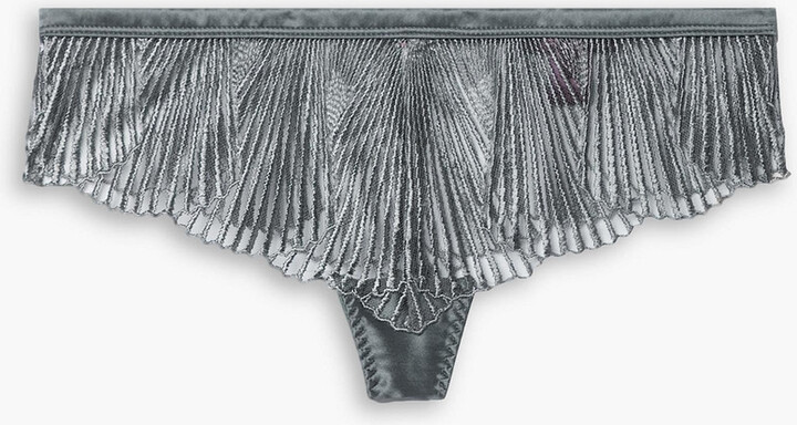 Coco de Mer London Athena satin-trimmed metallic embroidered stretch ...