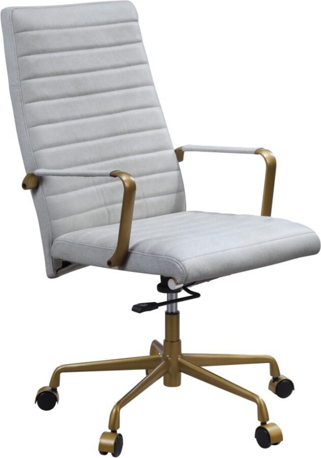 Simplie Fun Duralo Office Chair in Vintage like White Top Grain Leather ...