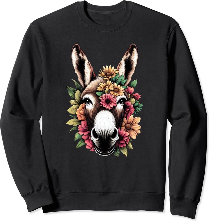 Donkey Lovers Tees Floral Donkey Cute Burro Donkey With Flowers Mule ...