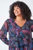 Roman Curve Roman Originals Curve Paisley Overlay Stretch Top - ShopStyle