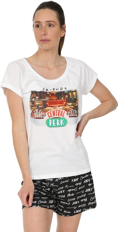 FRIENDS Ladies Central Perk Short Pyjamas for Cafe TV Show Black White ...