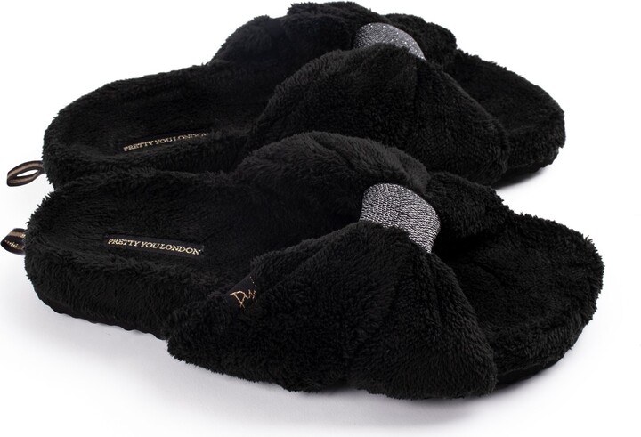 Pretty You - Ava Spa Slider Slipper In Black - ShopStyle