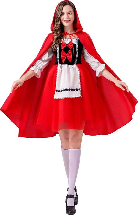 Generic Oktoberfest Halloween Costumes for Women Hooded Cape and Dress ...