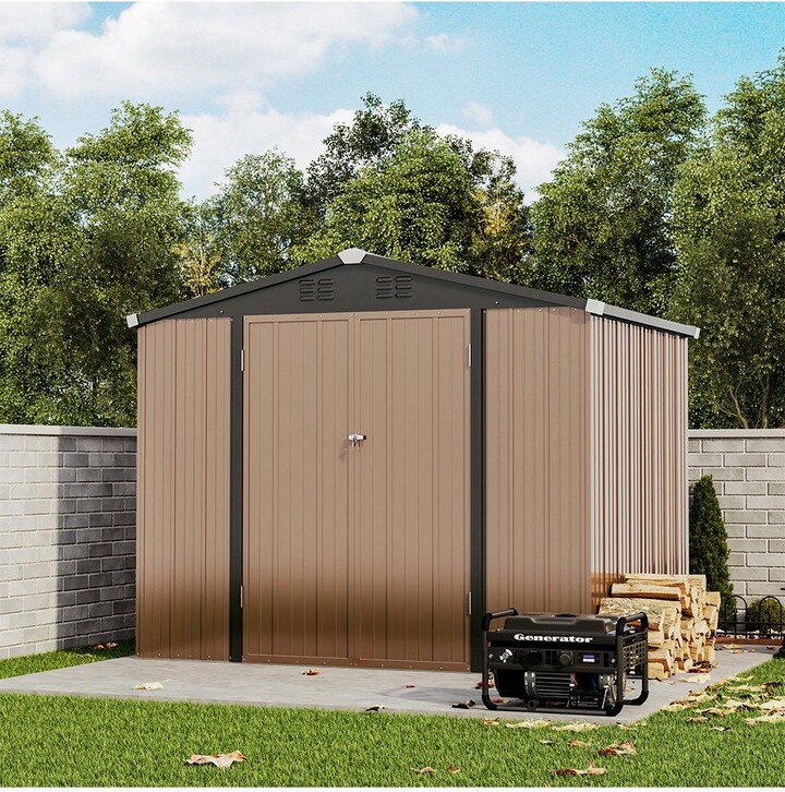Living and Home Large Galvanized Steel Lockable Apex Metal Shed ...