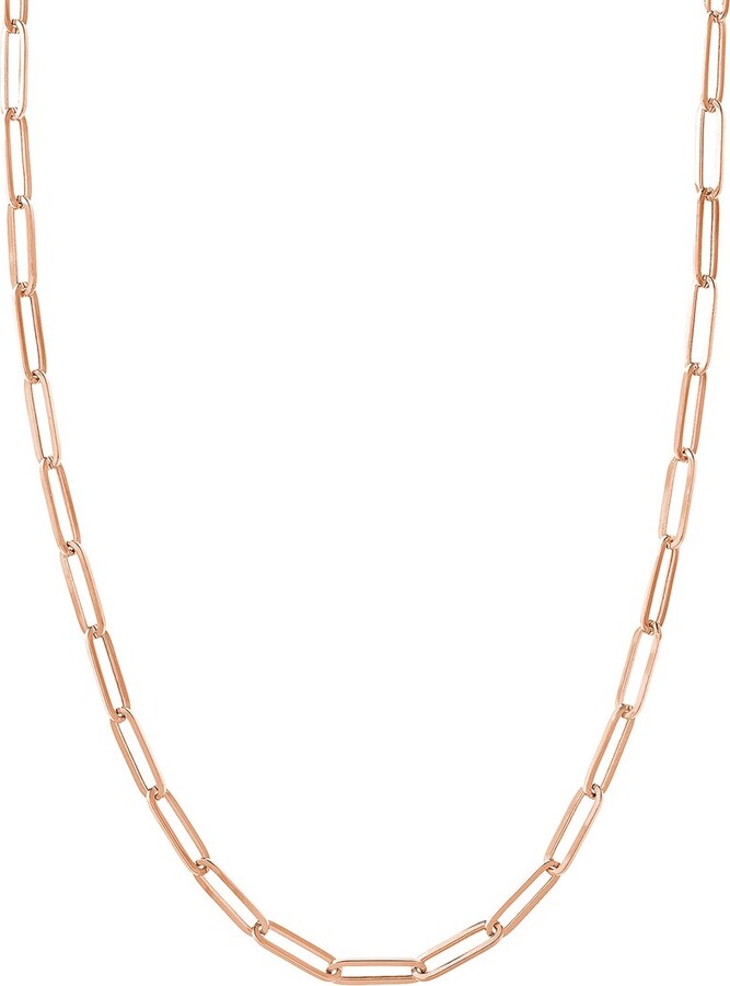 Pure Gold 14K Rose Gold Paperclip Necklace - ShopStyle