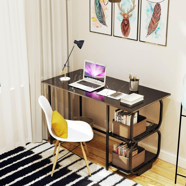 SENLOO Black Marble 47inch Computer Desk Writing Workstation Home ...