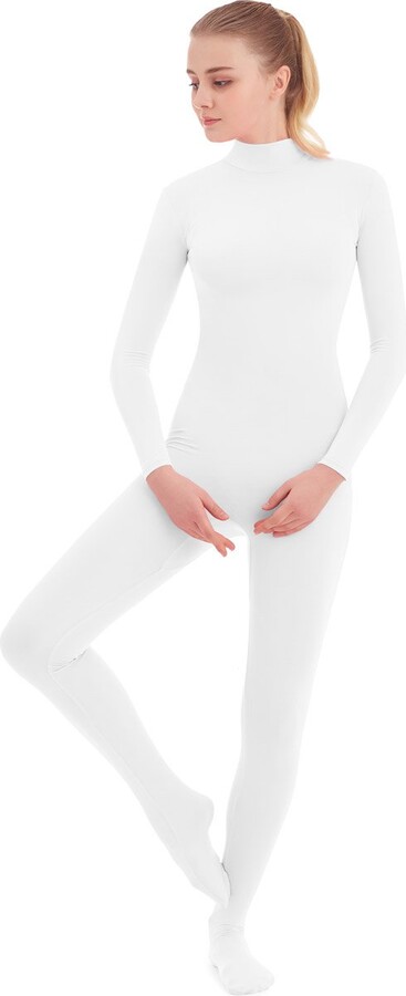 SUPRNOWA Men's Unisex Mock Turtleneck Footed Spandex Long Sleeve ...