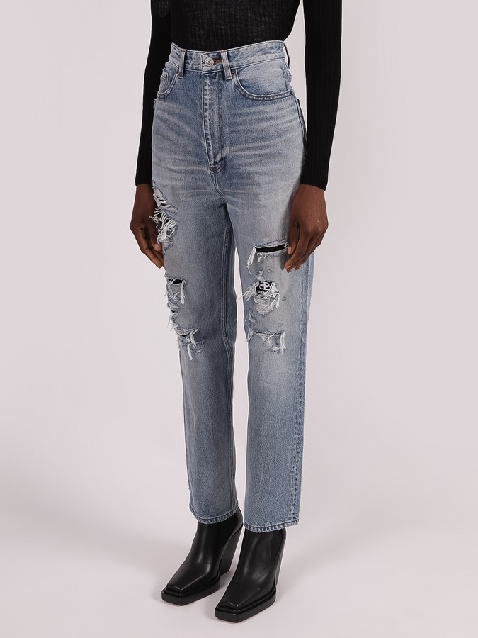 Balenciaga Ripped Denim Pants - ShopStyle Distressed Jeans