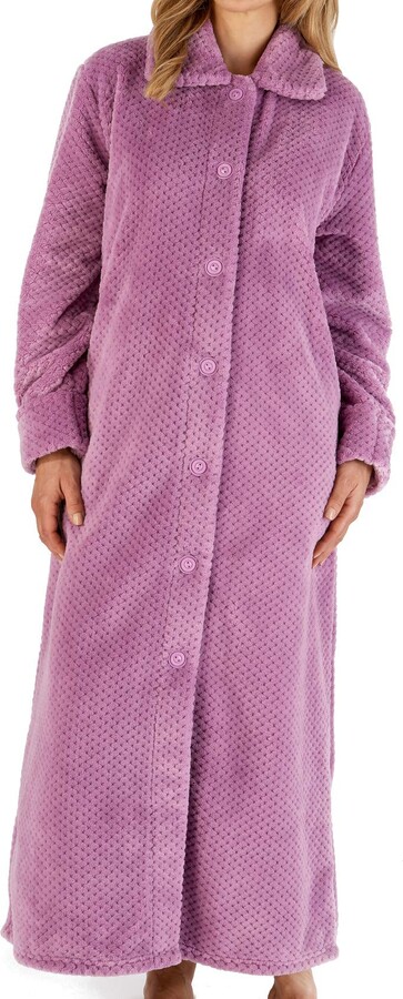Slenderella Long Length Button Through Dressing Gown. Soft and Thick ...