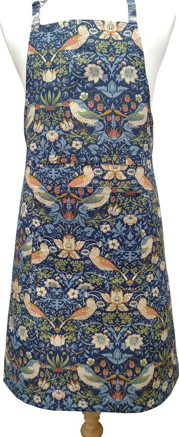 Le Chateau Textiles William Morris Navy Strawberry Thief Fabric Apron - ShopStyle
