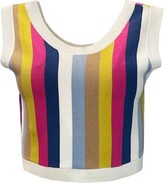 Undra Celeste New York Samm Vertical Multi Stripe Crop Tank - Blue ...