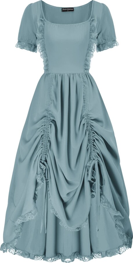 Scarlet Darkness Women Victorian Renaissance Dress Ruffle High Low ...