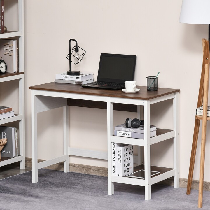 HOMCOM Computer Desk with Display Shelves/Home Office Table Workstation ...