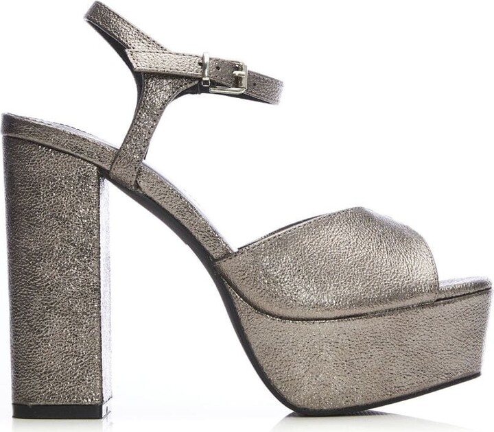 M By Moda Roubie Pewter Metallic - ShopStyle Heels