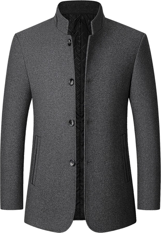 Generisch Trench Coat Men's Medium Length Coat Men's Regular Fit Winter ...