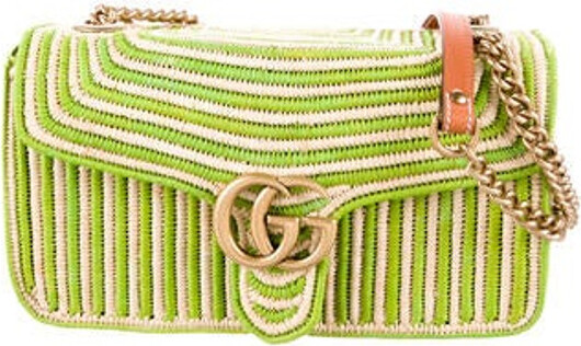 Gucci GG Marmont Small Matelassé Raffia Shoulder Bag - ShopStyle