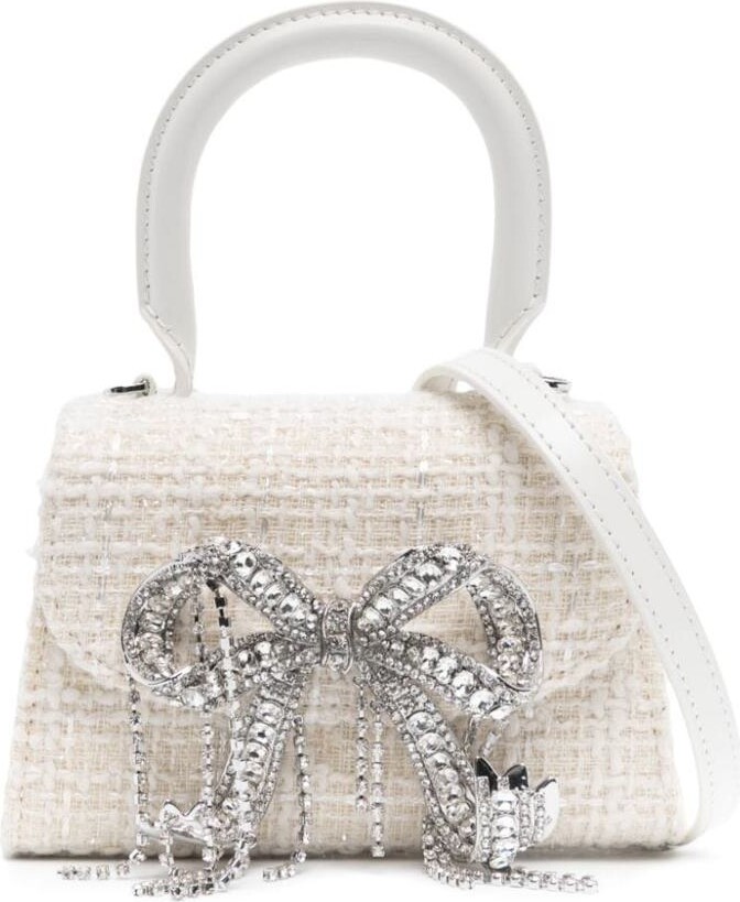 Self-Portrait Boucle Bow micro envelope bag - ShopStyle