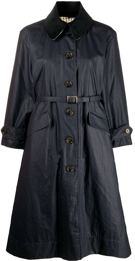 Barbour x Alexa Chung Elfie point-collar belted waxed coat - ShopStyle