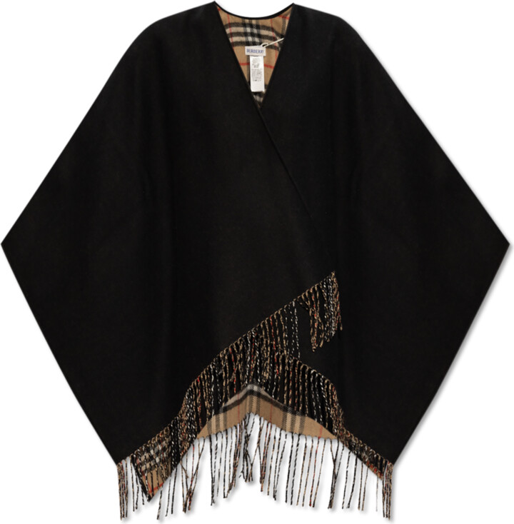 Burberry Wool Poncho, , - Black - ShopStyle Capes