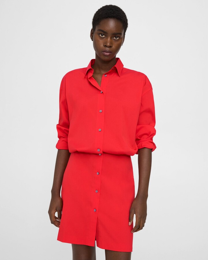 Theory Fitted Shirt Dress in Good Cotton - ShopStyle