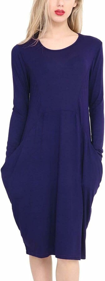 Ware the next Womens Long Sleeve Lagen Look Midi Dress Ladies Scoop ...