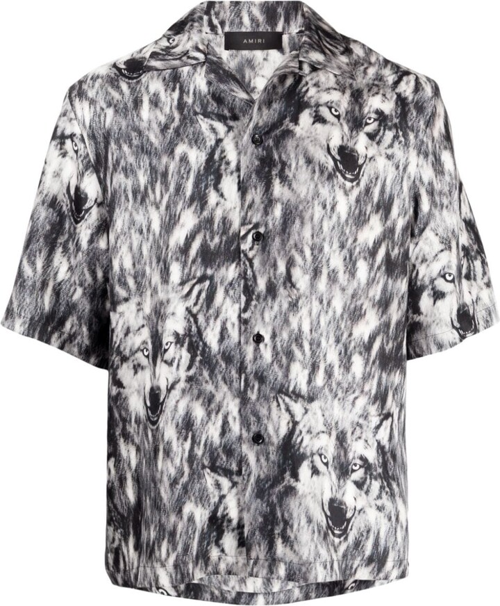Amiri Wolf-Print Silk Shirt - ShopStyle