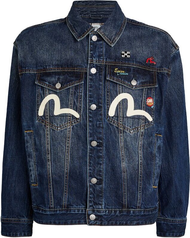 Evisu Logo Print Denim Jacket - ShopStyle