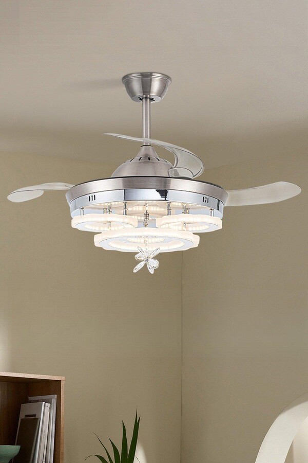 Living and Home 3 Light Changing Acrylic Ceiling Fan for Bedroom Living ...