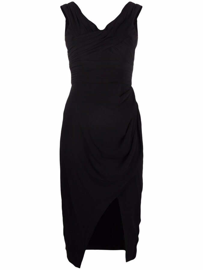 Self-Portrait Crossover-Top Draped Midi Dress - ShopStyle