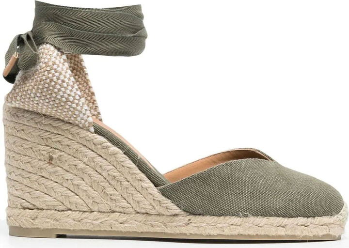 Castaner Olive Green Carina 80 Canvas Wedge Espadrilles - ShopStyle
