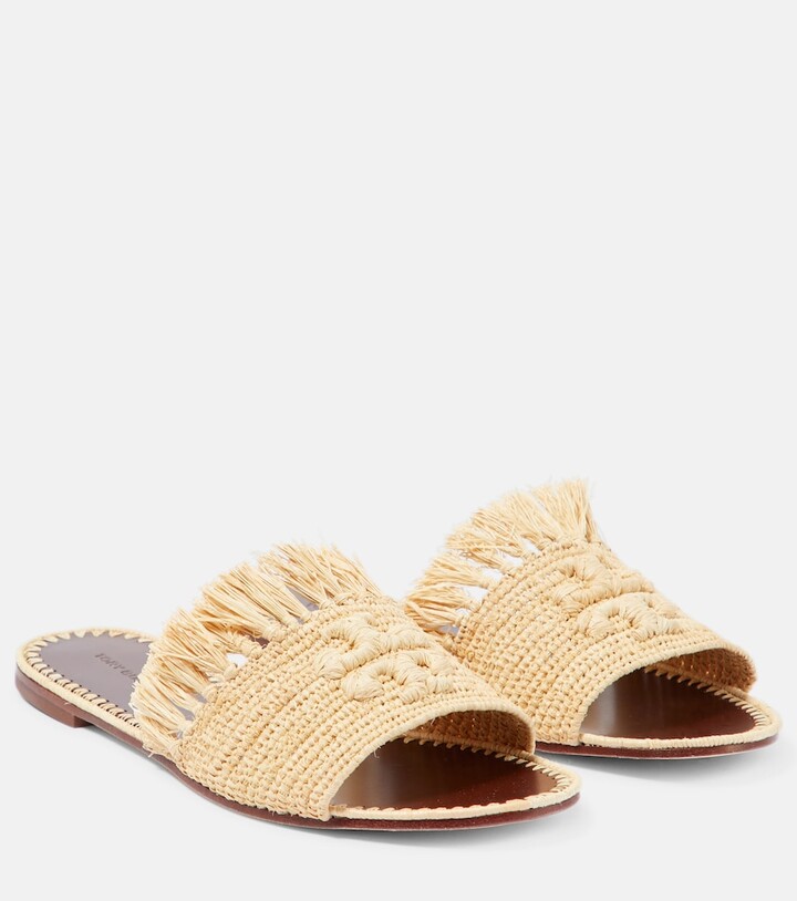 Tory Burch Raffia slides - ShopStyle