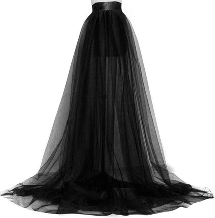 Bowanadacles Women Hi Slit Tutu Maxi Dress Tulle Ruffle Mesh Lace Long ...