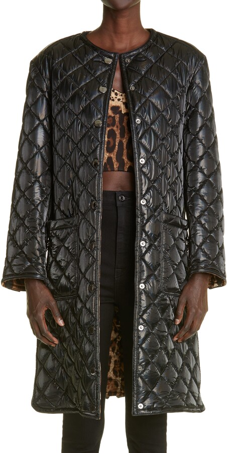 Dolce & Gabbana Diamond Quilted Lacquered Coat with Mittens - ShopStyle